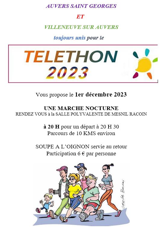 Programme marche Téléthon 2023 - Villeneuve sur Auvers